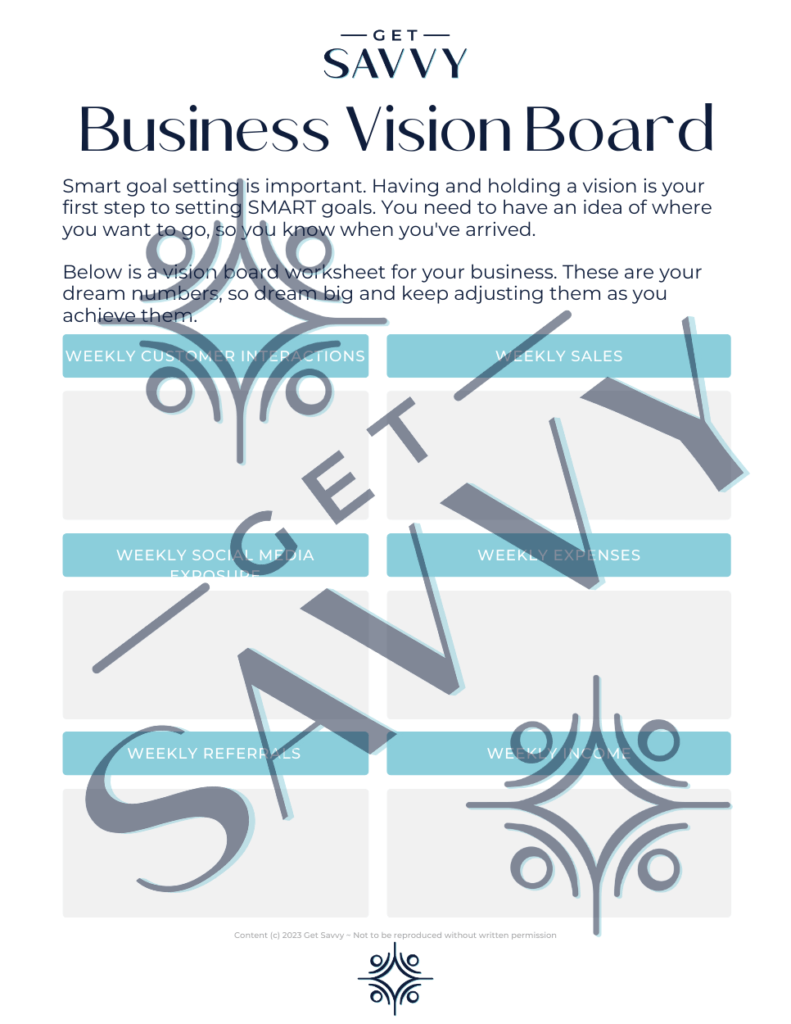 Business Vision Board Worksheet - Get Savvy