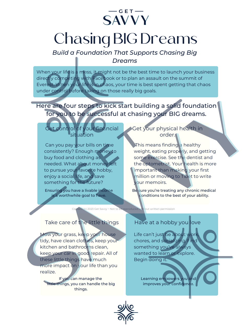 Chasing BIG Dreams Worksheet - Get Savvy