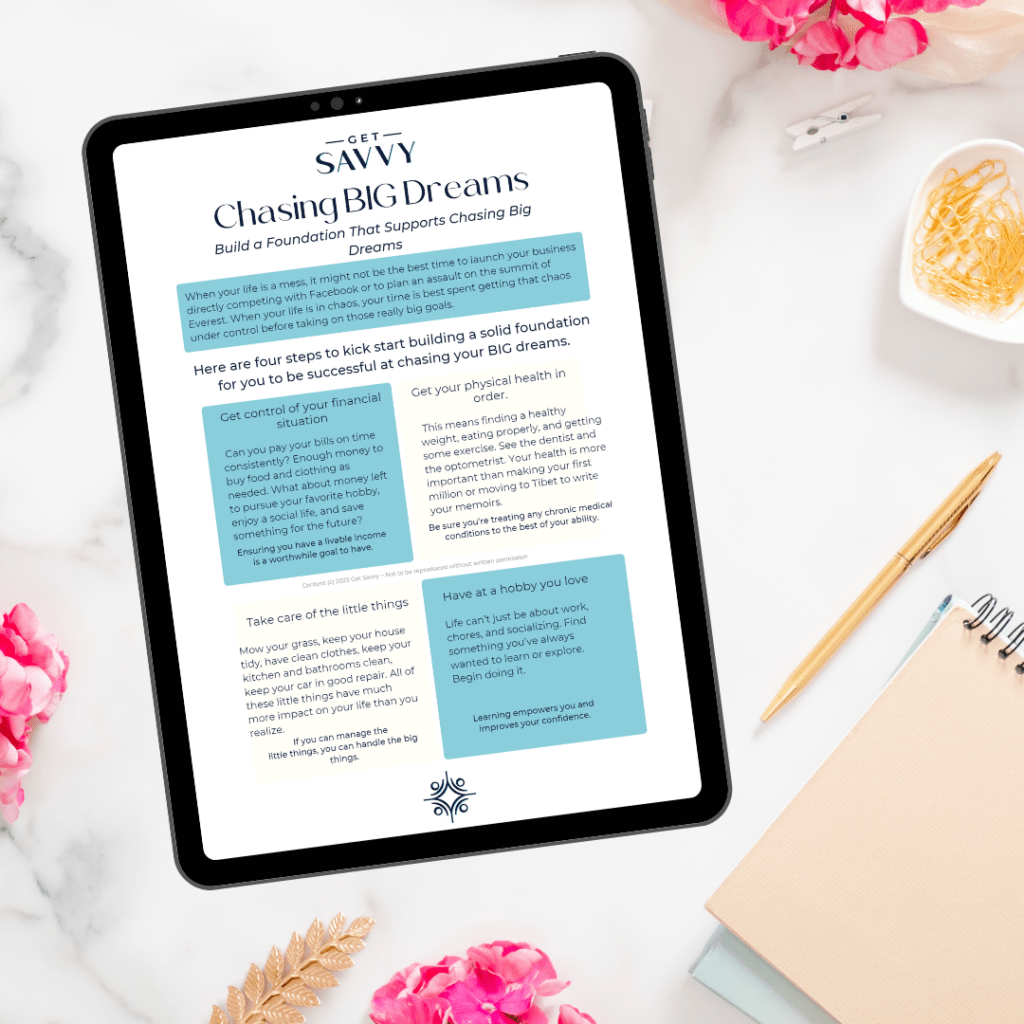 Chasing BIG Dreams Worksheet - Women's Business Resource Community