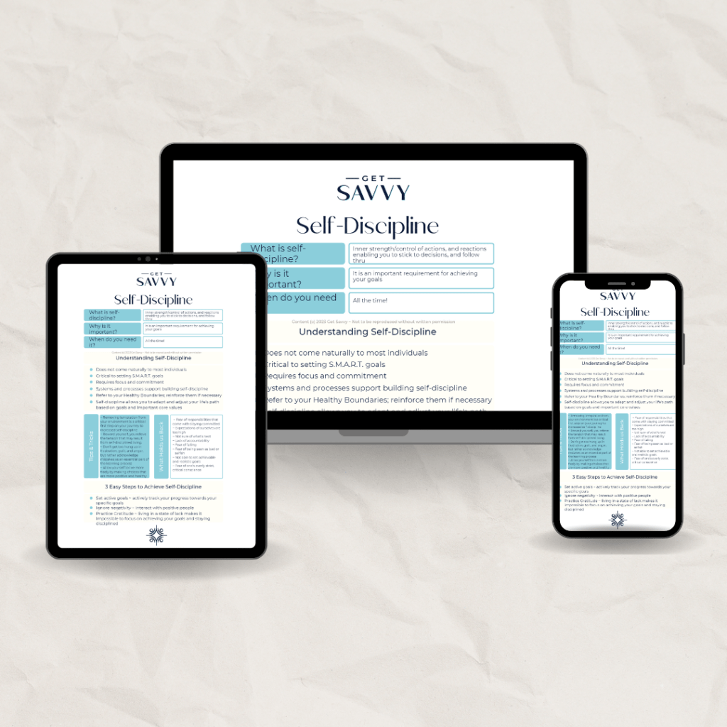 Self-Discipline Worksheet - Women's Business Resource Community