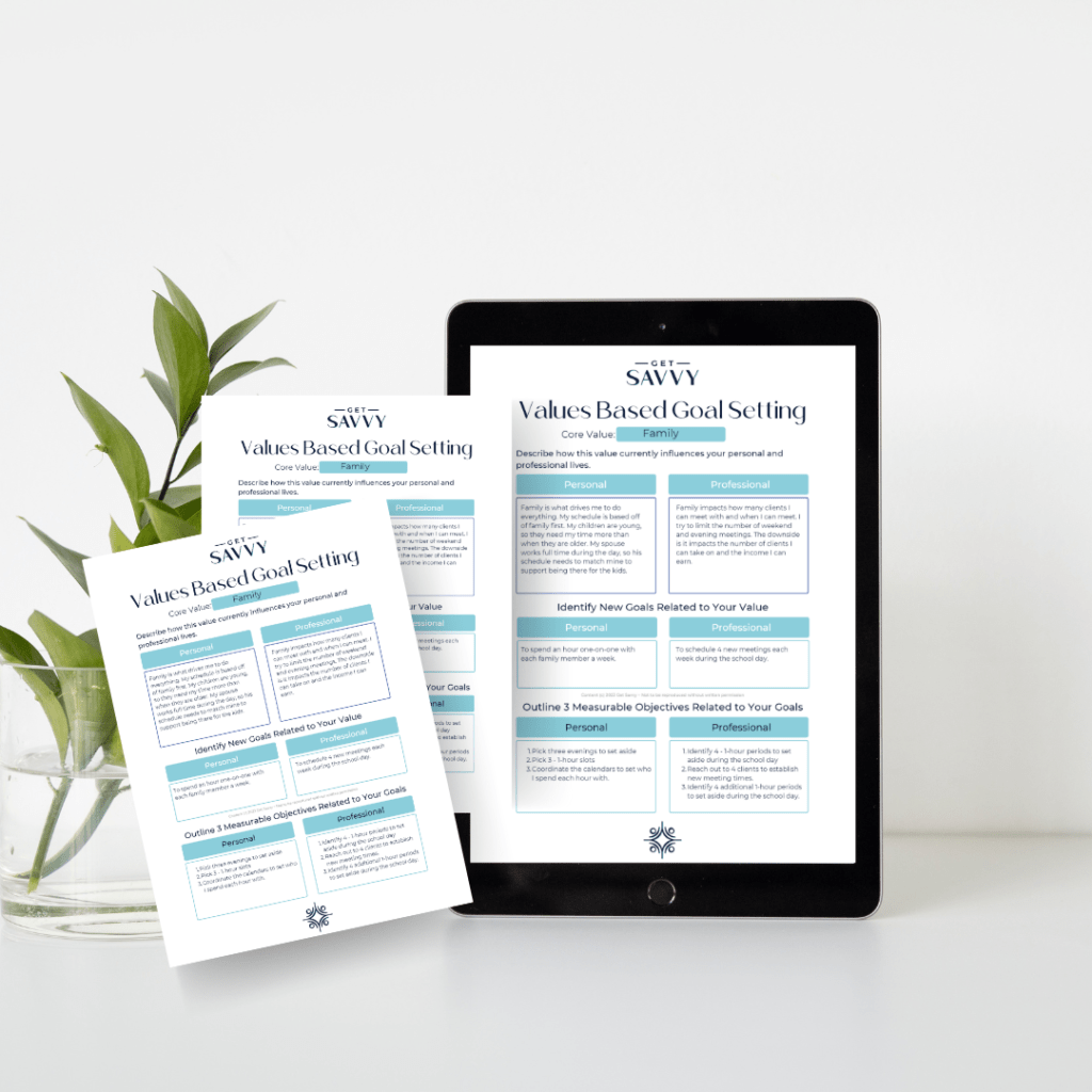 Values Based Goal Setting Worksheet - Women's Business Resource Community