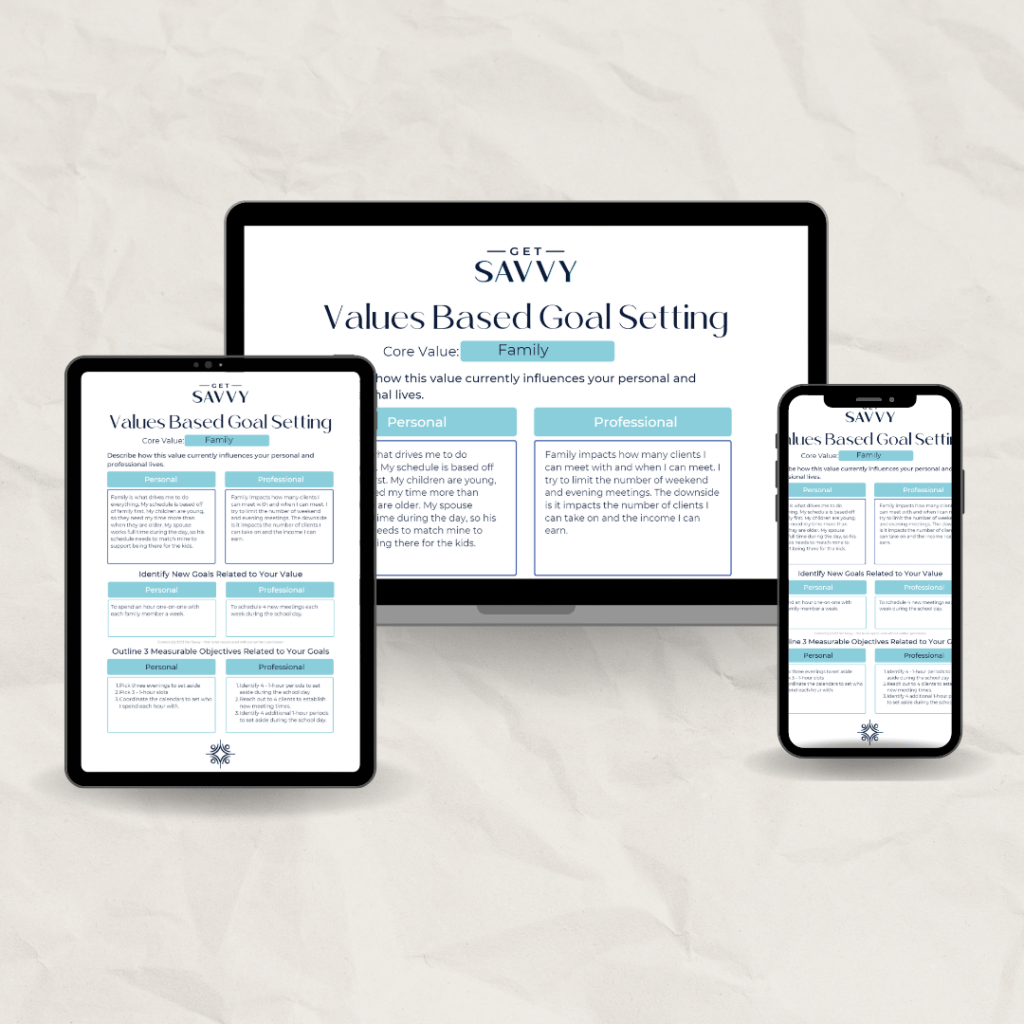 Values Based Goal Setting Worksheet - Women's Business Resource Community